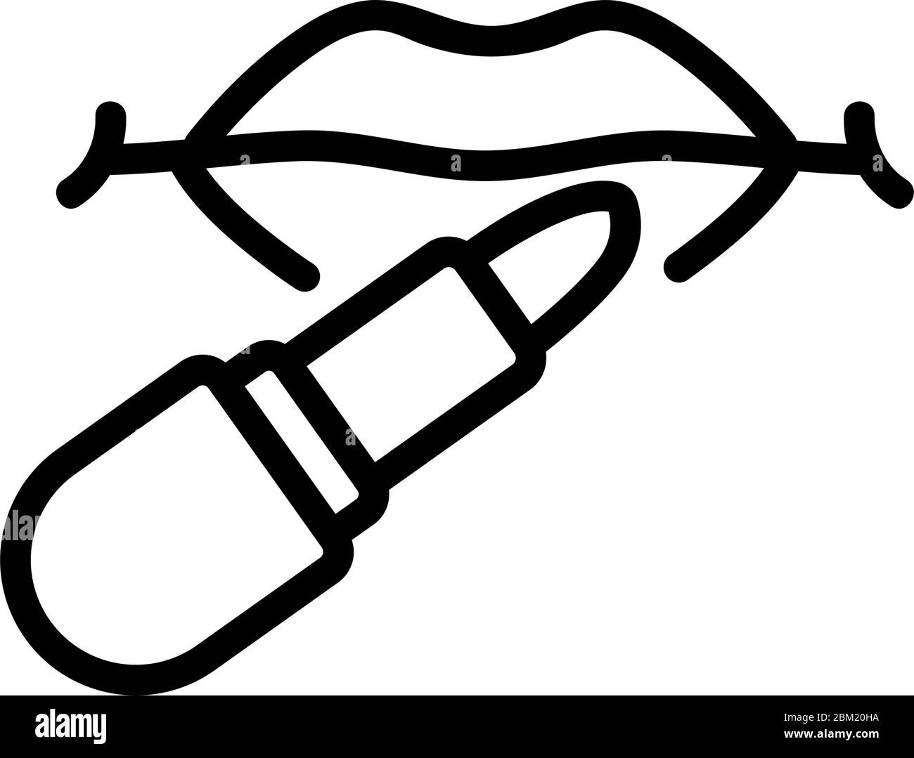 applying lipstick to female lips icon vector outline illustration Stock ...