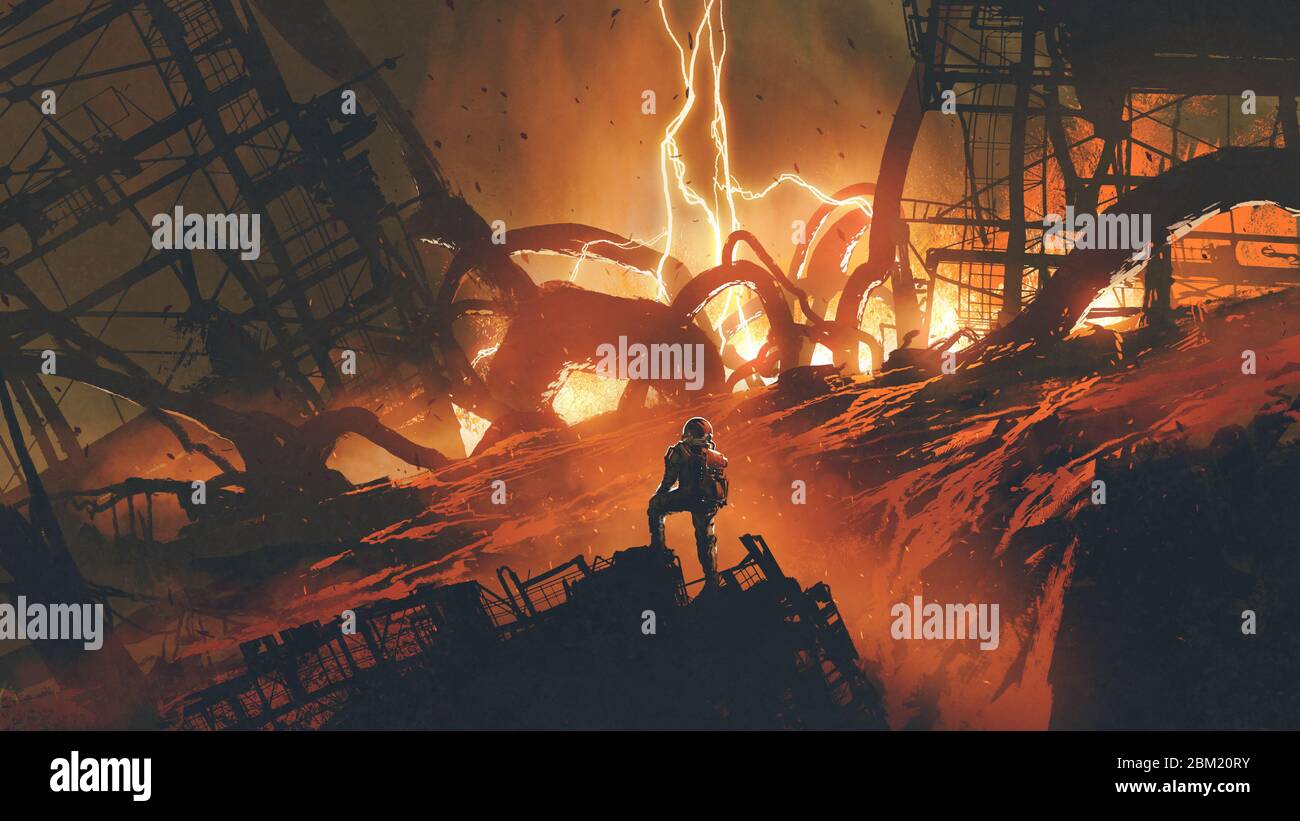 Sci fi man in space artwork hi-res stock photography and images - Alamy