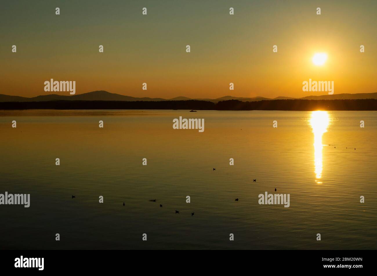 Sea sunset landscape. Summer sunny water scene in picturesque tones ...