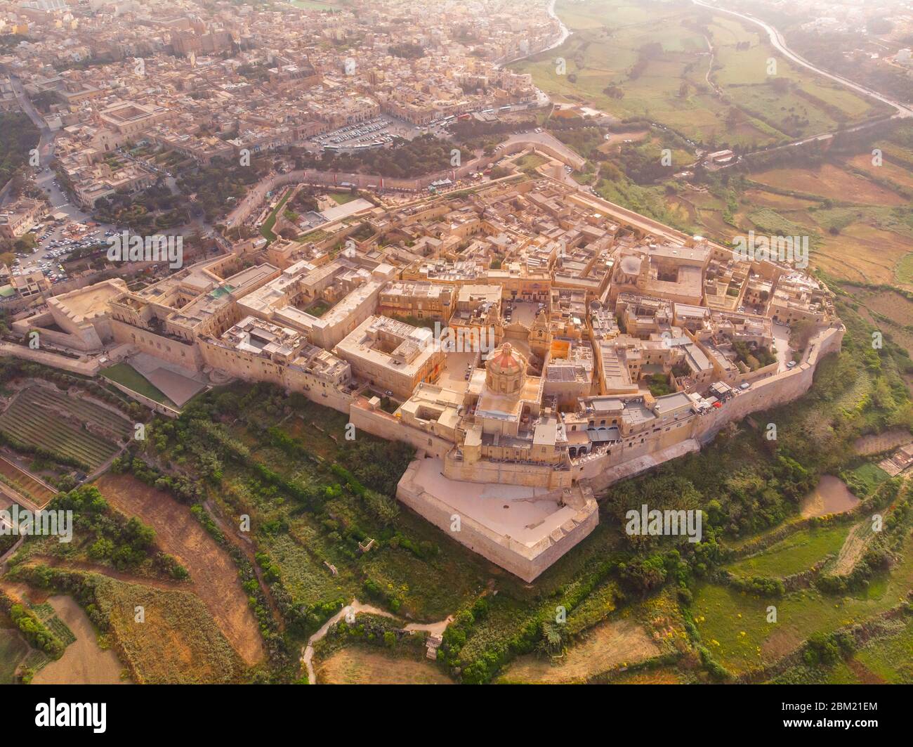 Old castle Mdina cathedral city, Malta. Aerial top view Stock Photo - Alamy