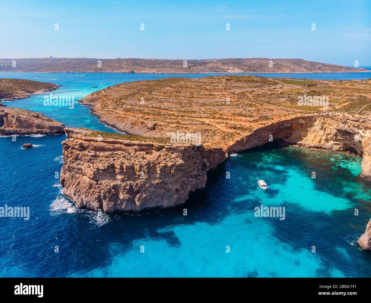 Blue Lagoon Comino Malta, crystal beach. Aerial view Stock Photo - Alamy