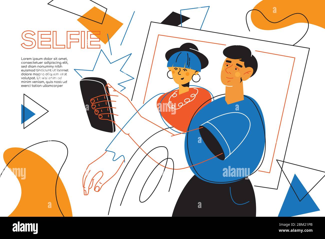 Selfie - colorful flat design style web banner Stock Vector Image & Art ...