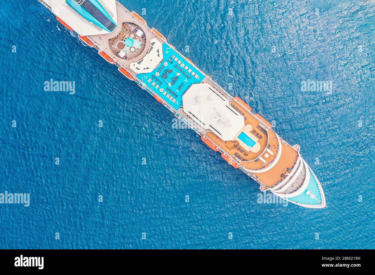 Cruise ship in blue sea. Aerial view photo Stock Photo - Alamy