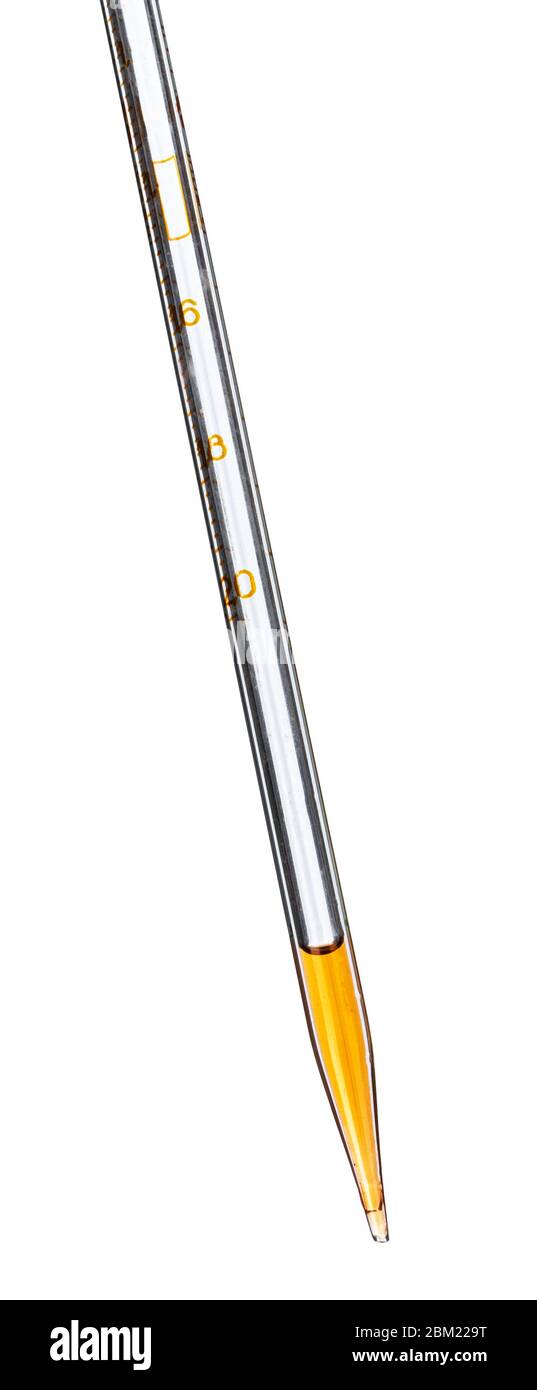 Close up of pipette with liquid isolated on white background Stock ...