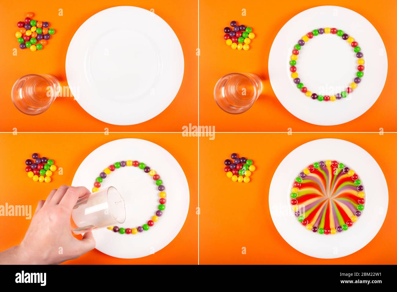 Rainbow swirl made from fruit-flavored colorful candy. Fun Science ...