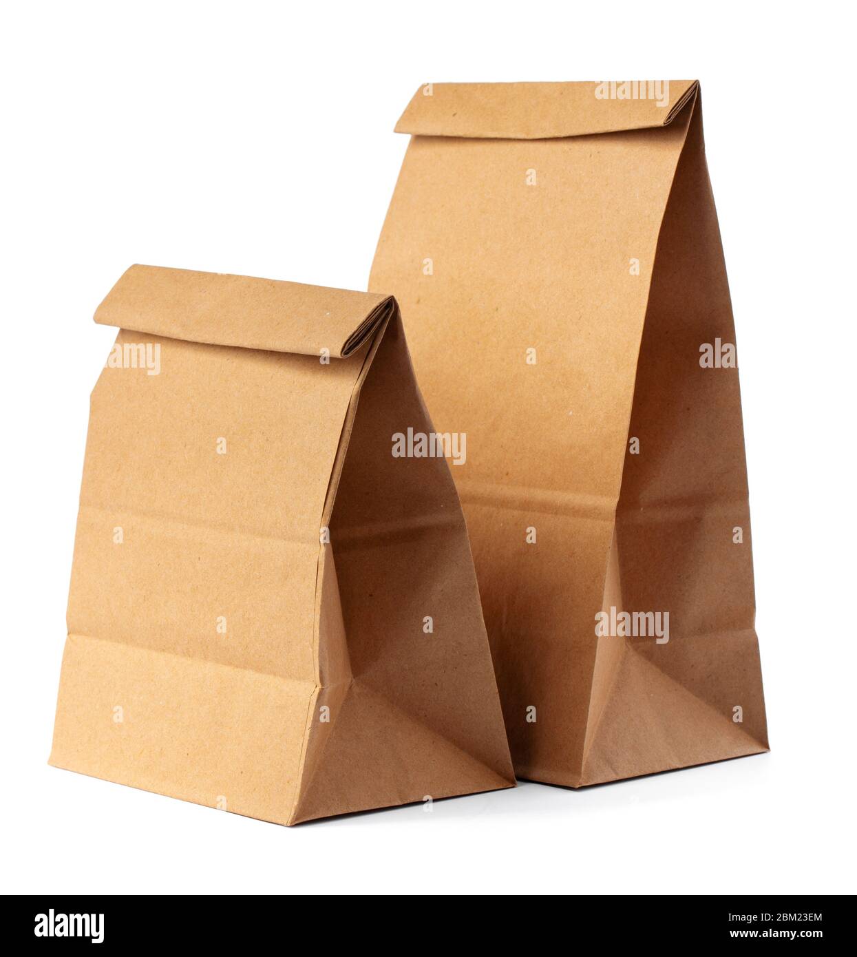 Brown craft paper bag packaging template on white background Stock ...