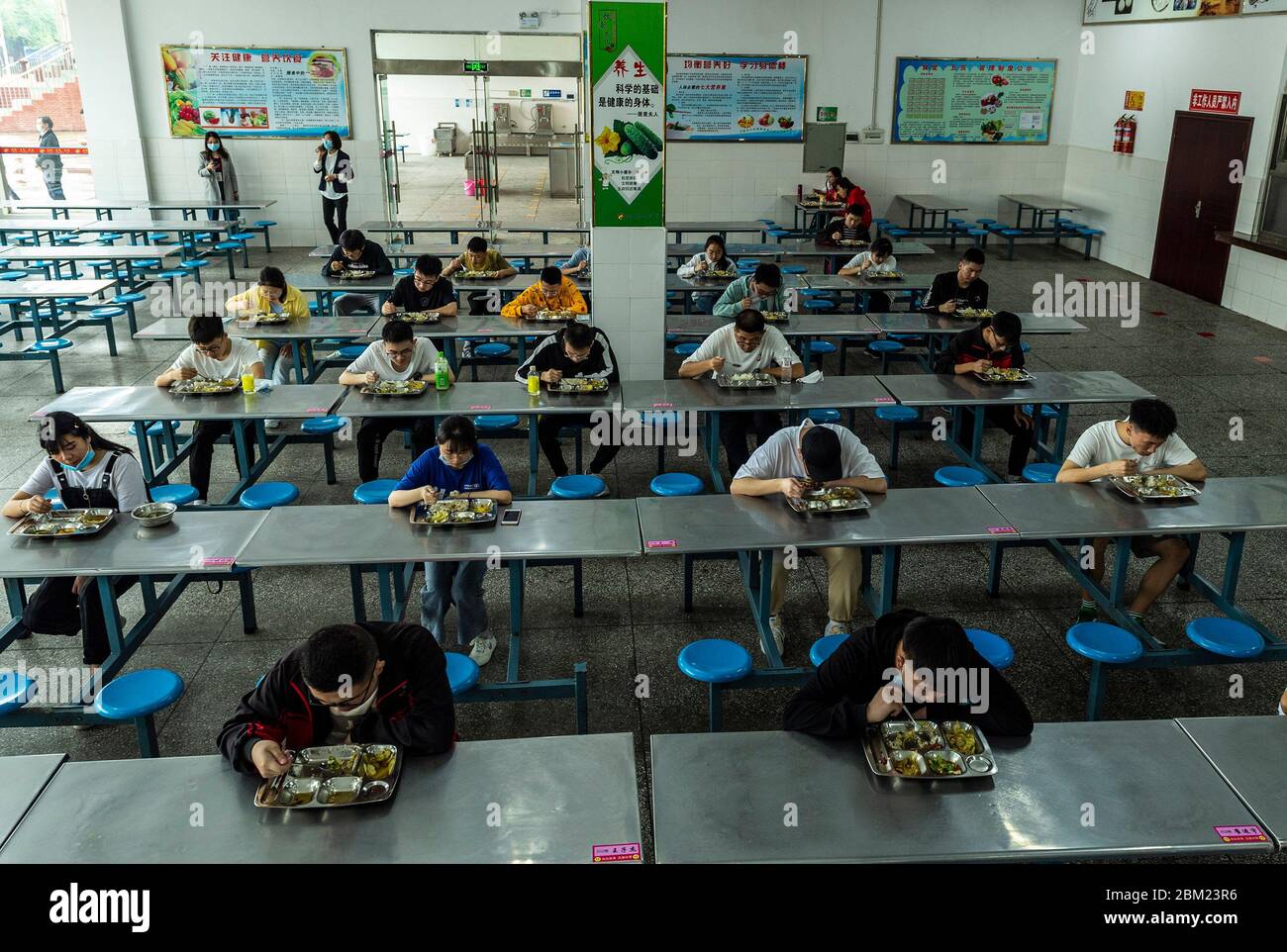 Yichang, China's Hubei Province. 6th May, 2020. Senior students dine ...