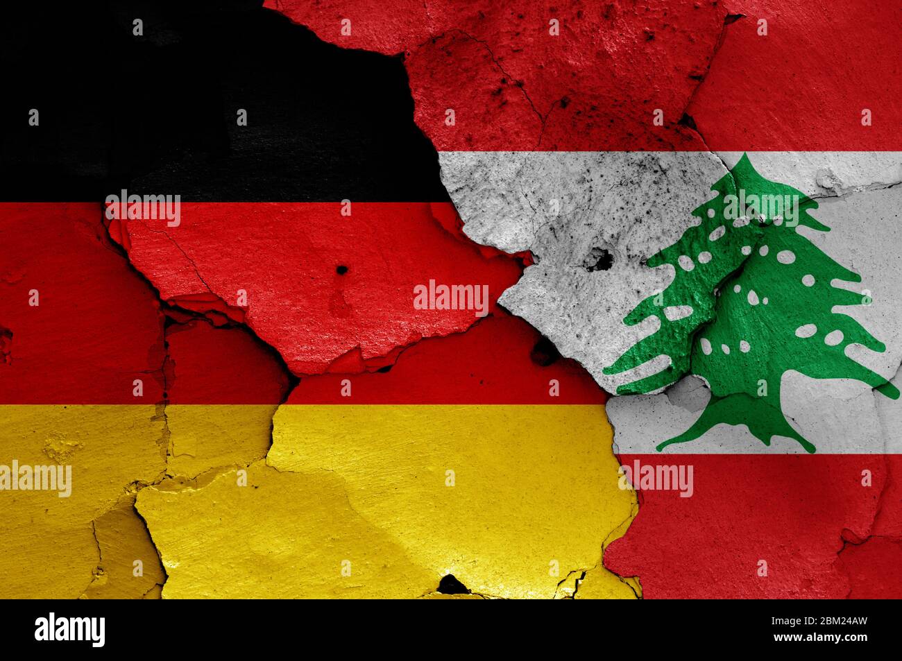 flags of Germany and Lebanon painted on cracked wall Stock Photo - Alamy