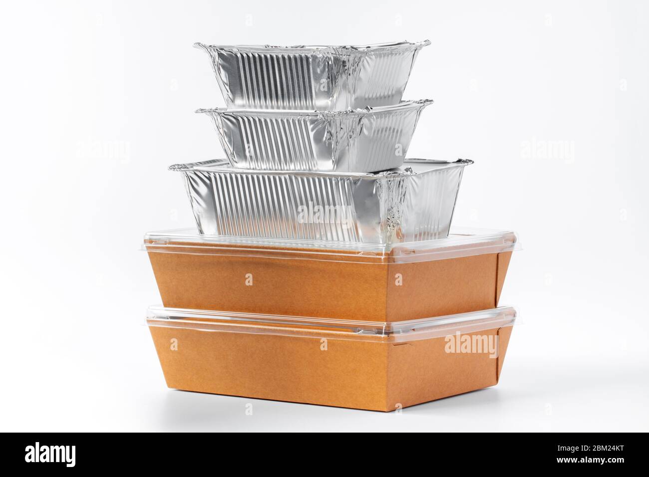 Assortment of food delivery containers on white background Stock Photo ...