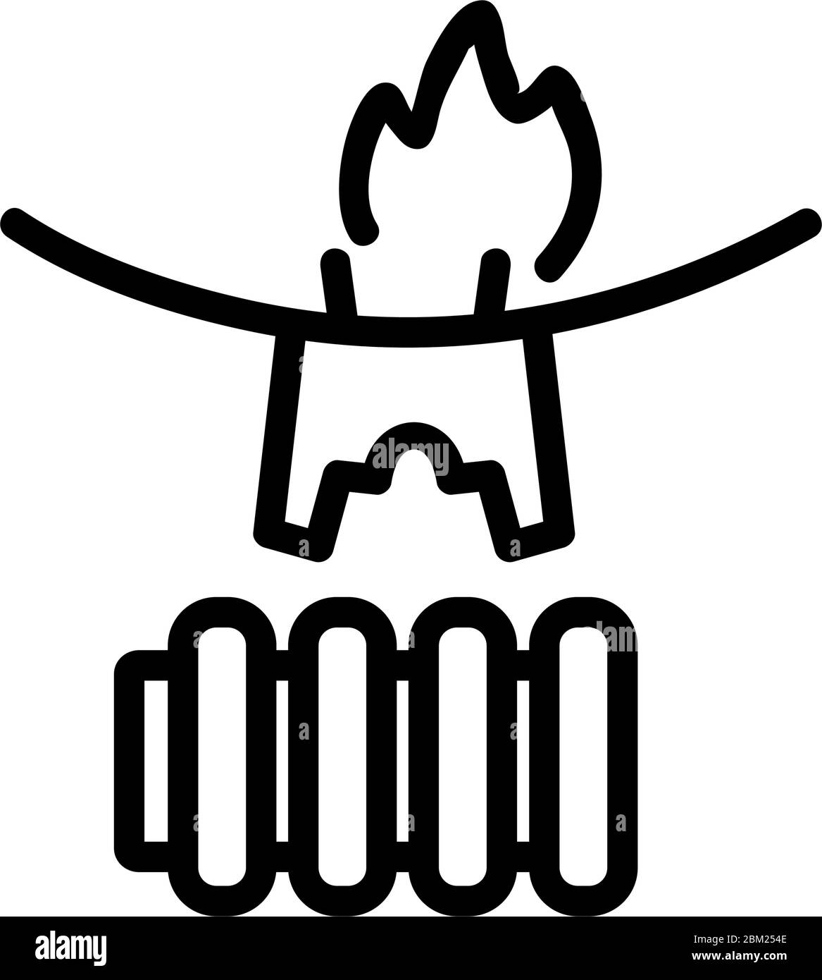 flammable things over battery icon vector outline illustration Stock ...