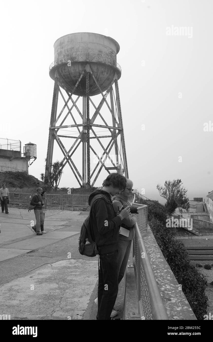 Water tower at Alcatraz san Francisco California USA Stock Photo - Alamy