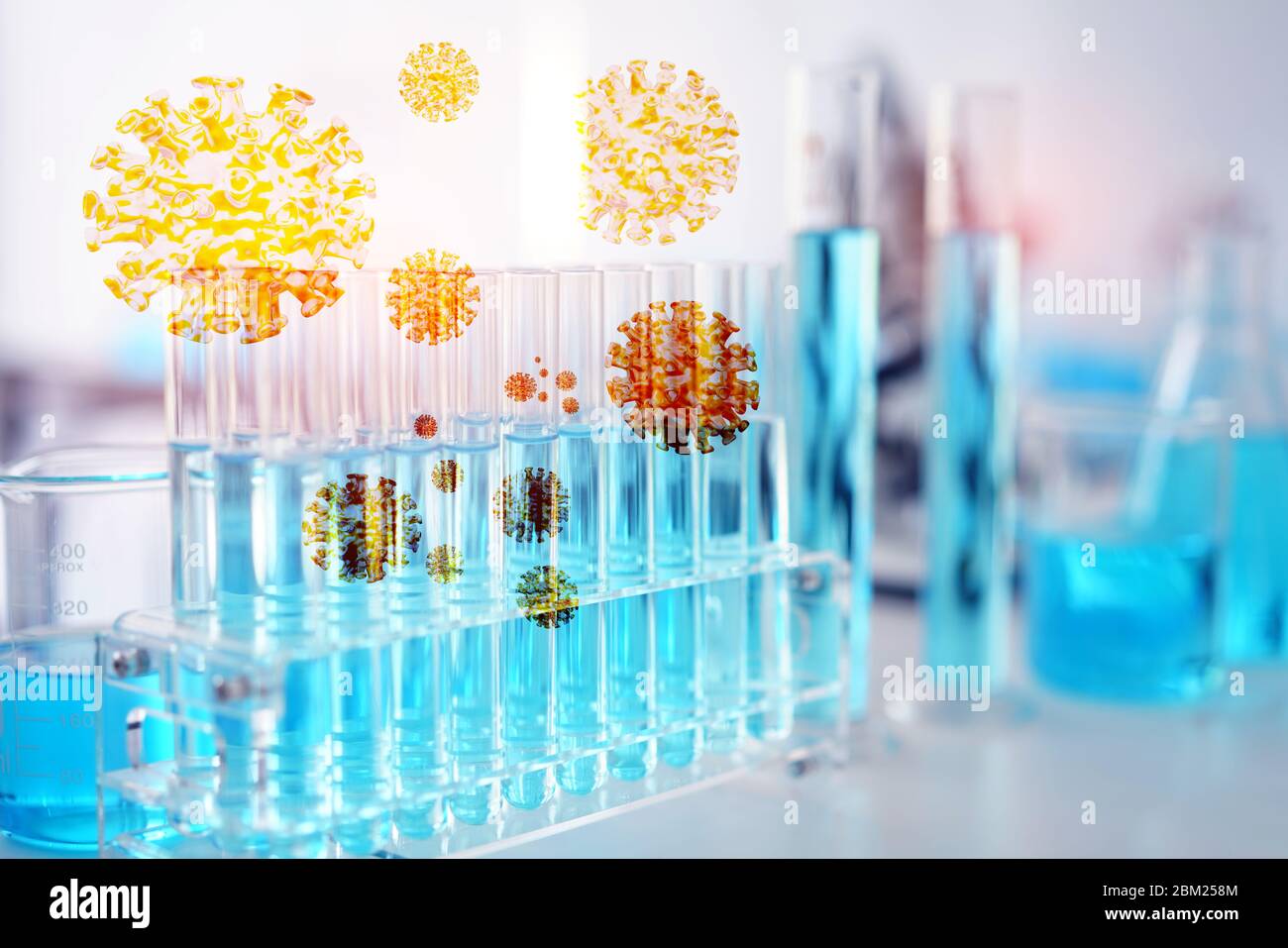 Research Test tube in scientist in laboratory, chemical liquid to test ...