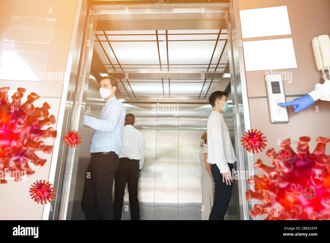 Social distancing in elevators coronavirus outbreak people stay in ...