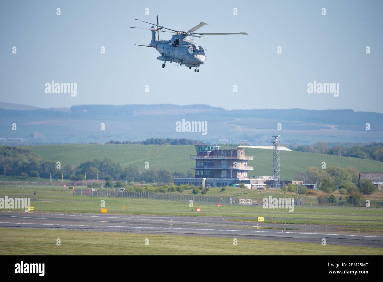 Prestwick, UK. 6th May, 2020. Pictured: A Royal Navy Merlin Mk3 ...