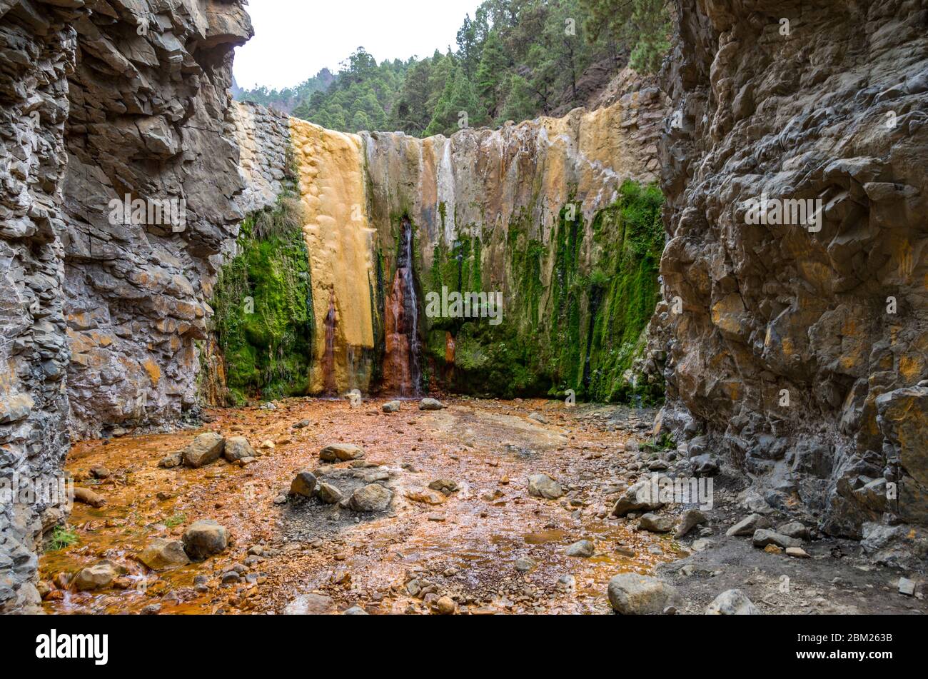 Los Colores Waterfall in the Barranco de las Angustias in La Palma ...