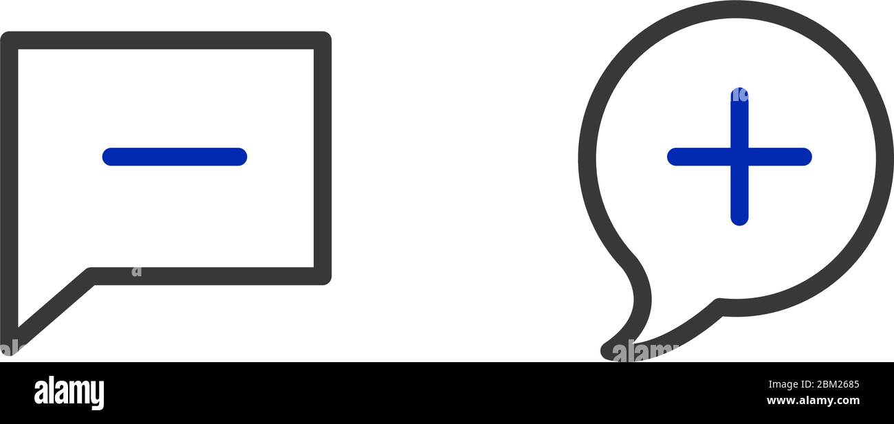 Speech Bubbles Icon with plus and mines. Stock Vector illustration ...
