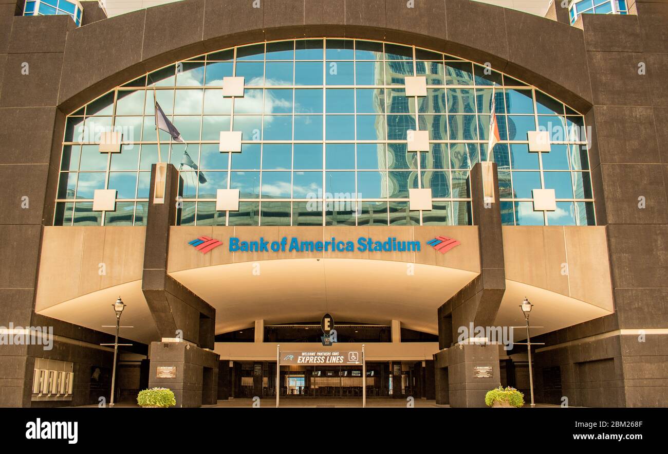 Charlotte, NC/USA - May 14, 2019: Main entrance facade of "Bank of ...