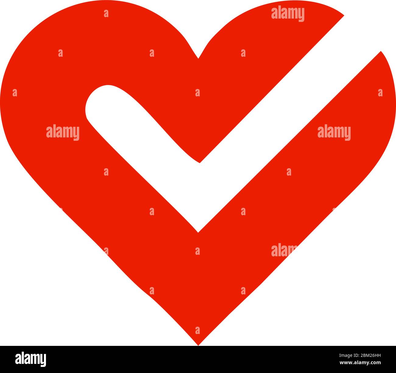 Heart with check icon in a flat design in black color. Stock vector ...