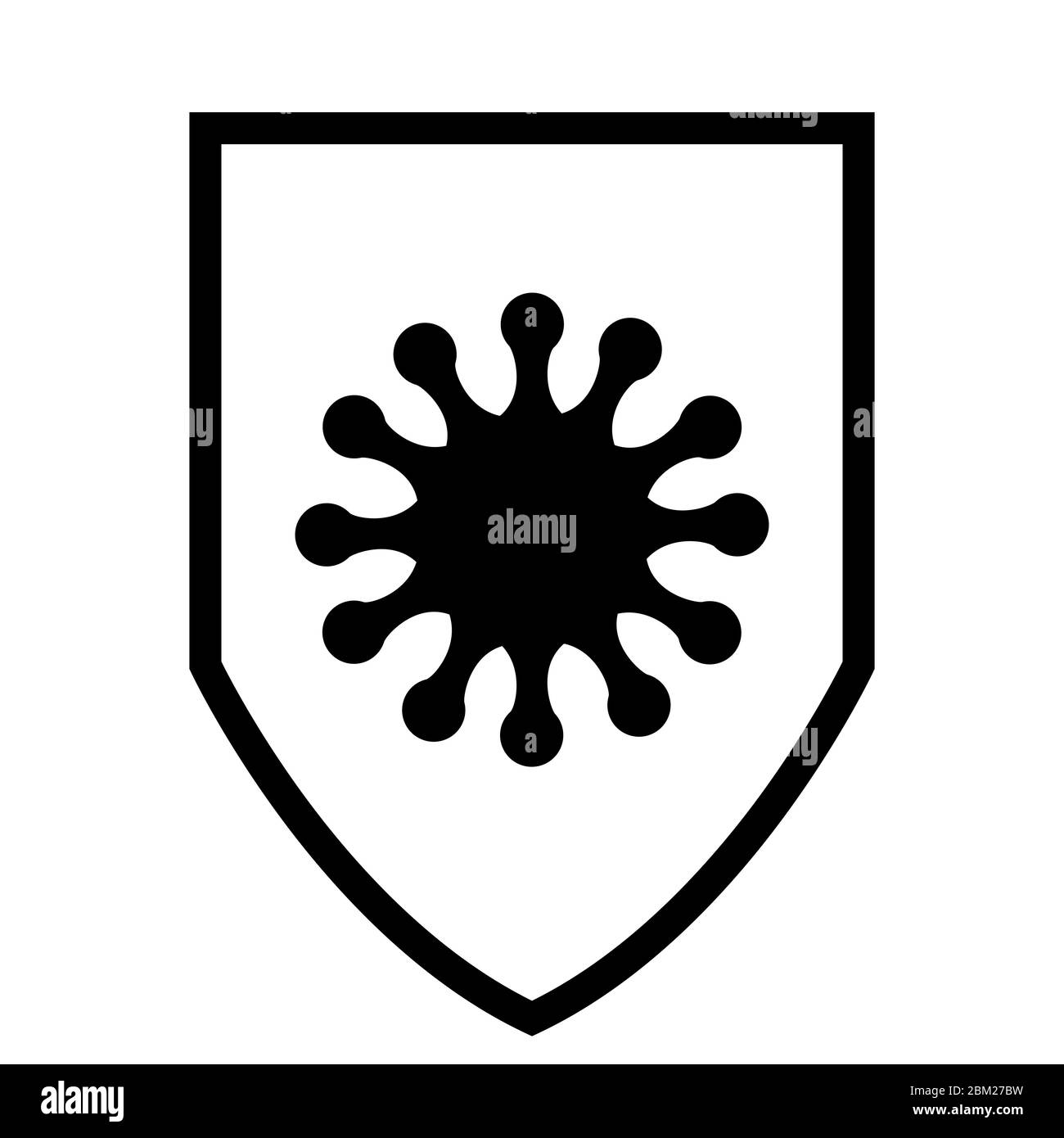 virus protection shield icon , microbe shape antivirus defend defeat ...