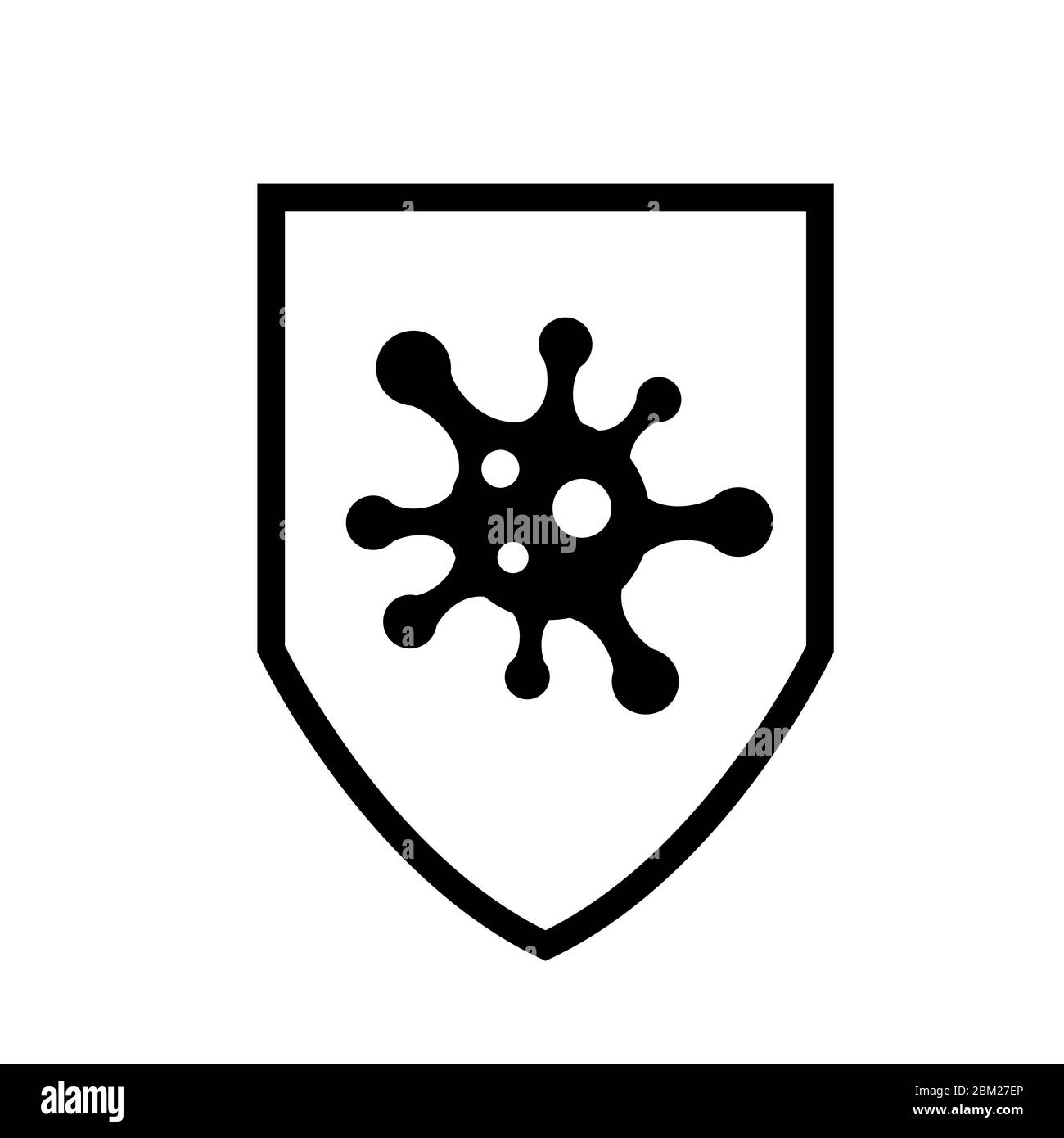 virus protection shield icon , microbe shape antivirus defend defeat ...