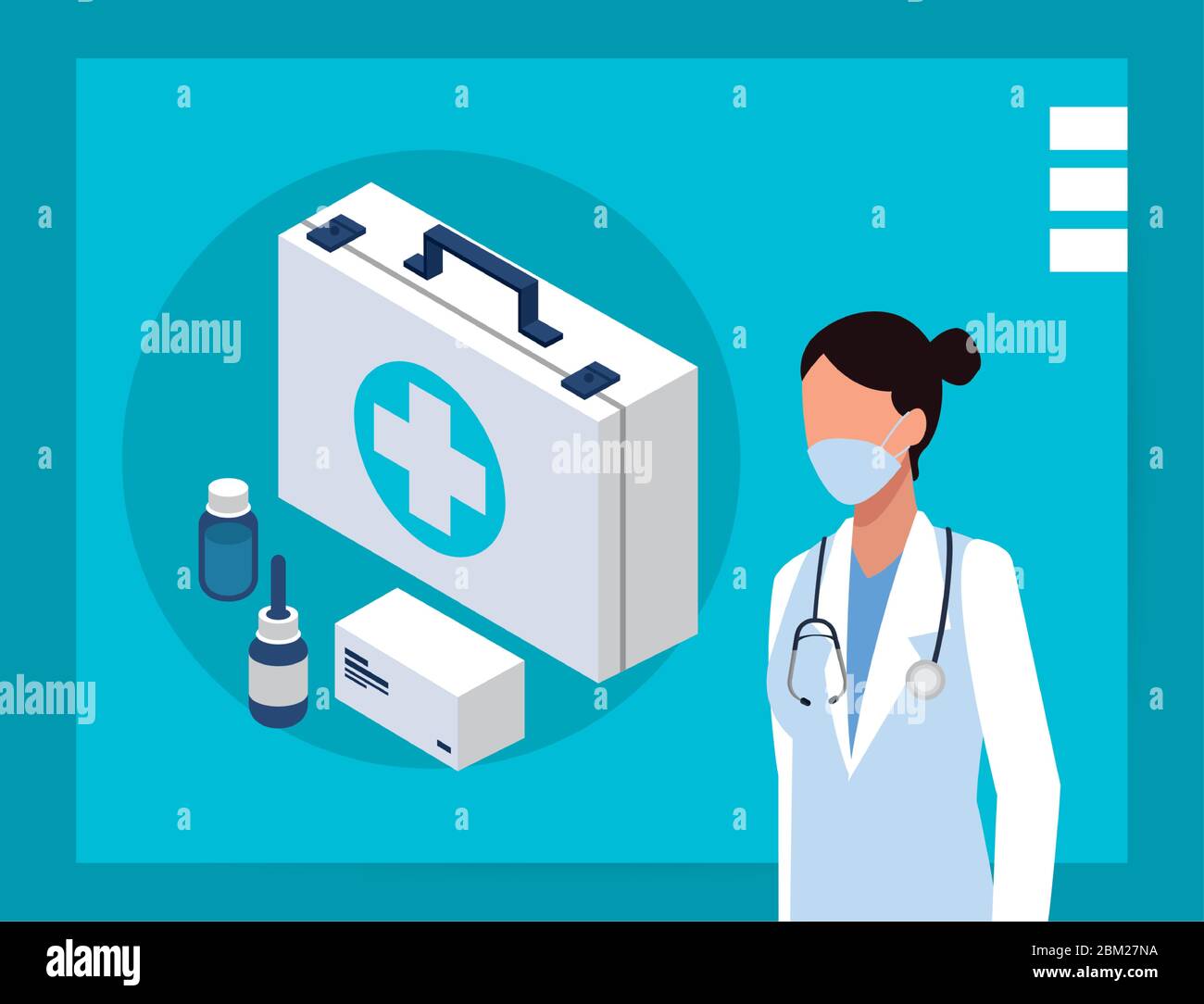 female doctor with laboratory equipment character Stock Vector Image ...