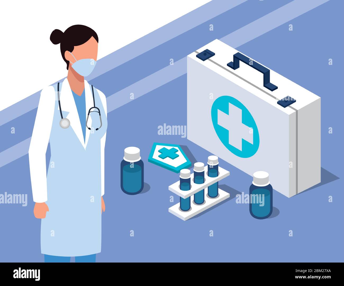 female doctor with laboratory equipment character Stock Vector Image ...