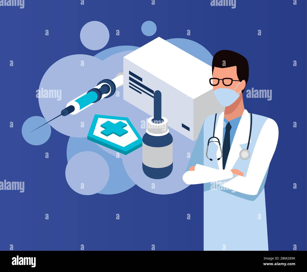 doctor with laboratory equipment character Stock Vector Image & Art - Alamy