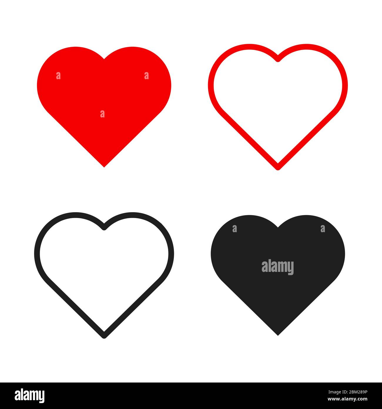 Hearts icon set. Live stream video, chat, likes. Social media like web ...
