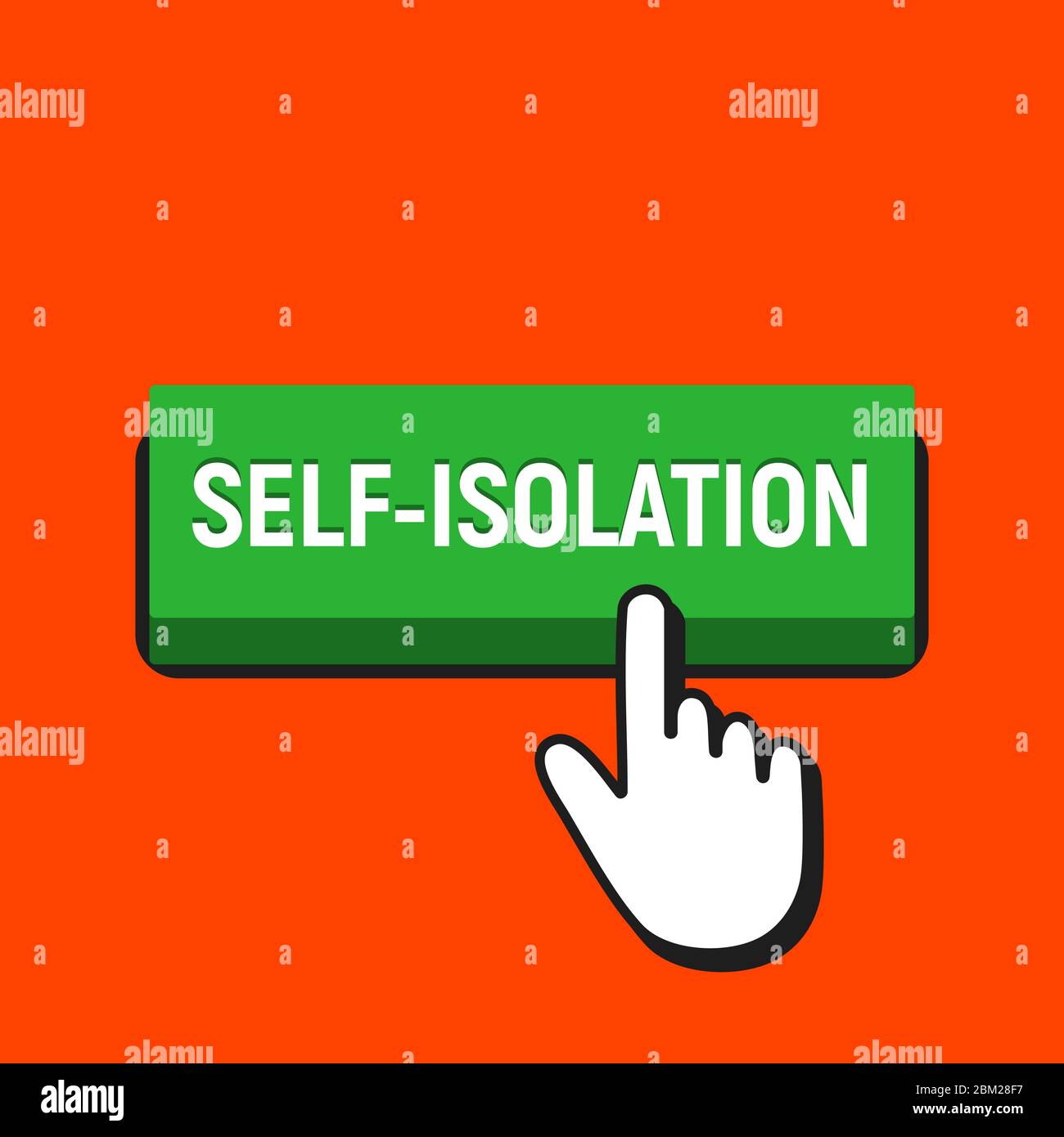 Self-isolation button. Hand mouse cursor click on button. Coronavirus ...