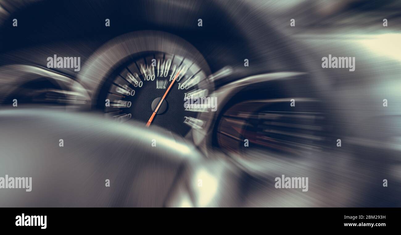 High speed on a car speedometer and motion blur Stock Photo - Alamy