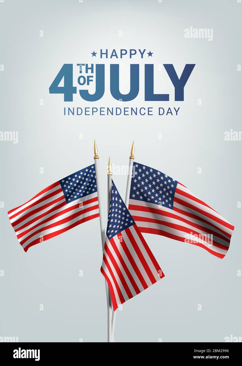 Happy 4th of July USA Independence Day. Waving flag of the america. 3D ...