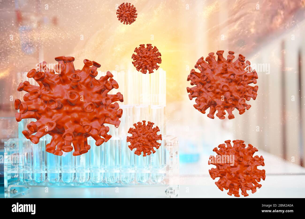 Research Test tube in scientist in laboratory, chemical liquid to test ...