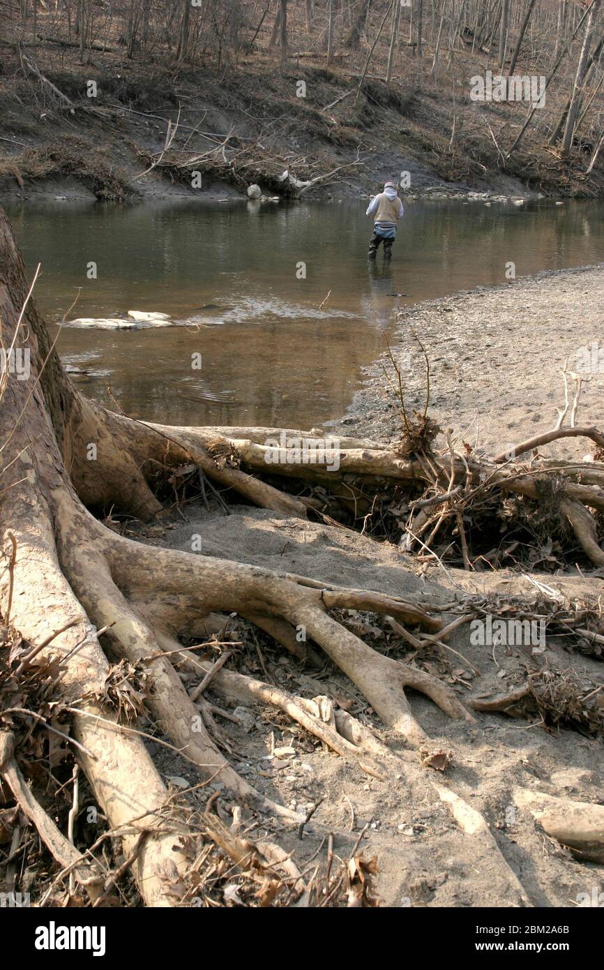 Man fishing in a river in Ohio, USA Stock Photo - Alamy