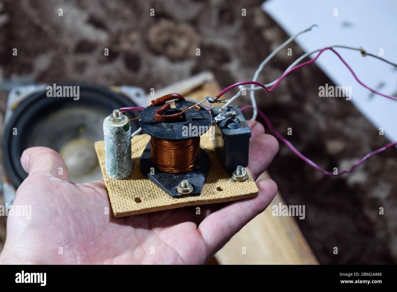 Acoustic filter in a music column. Electrical circuit of a magnetic ...