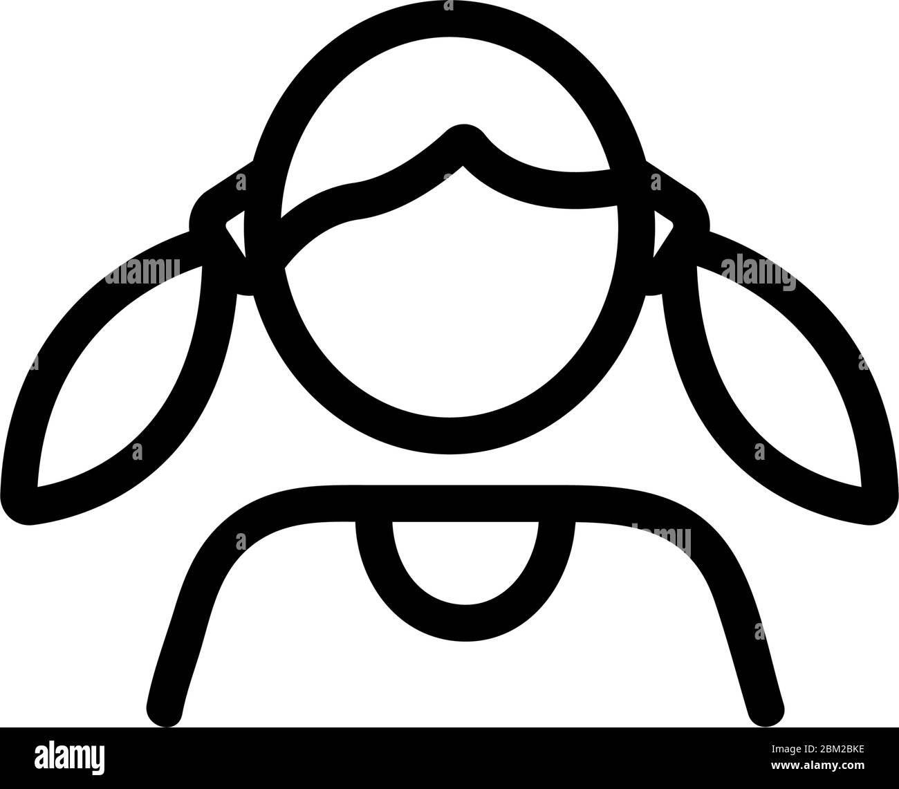 girl with two low ponytails icon vector outline illustration Stock ...