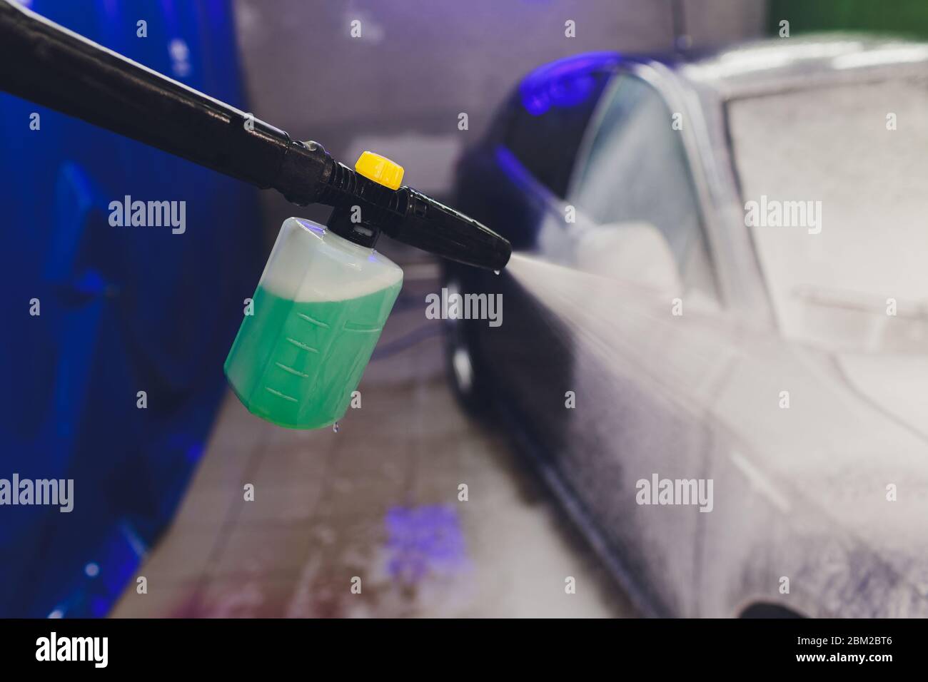Close up cleaning car using high pressure water,High pressure jet ...