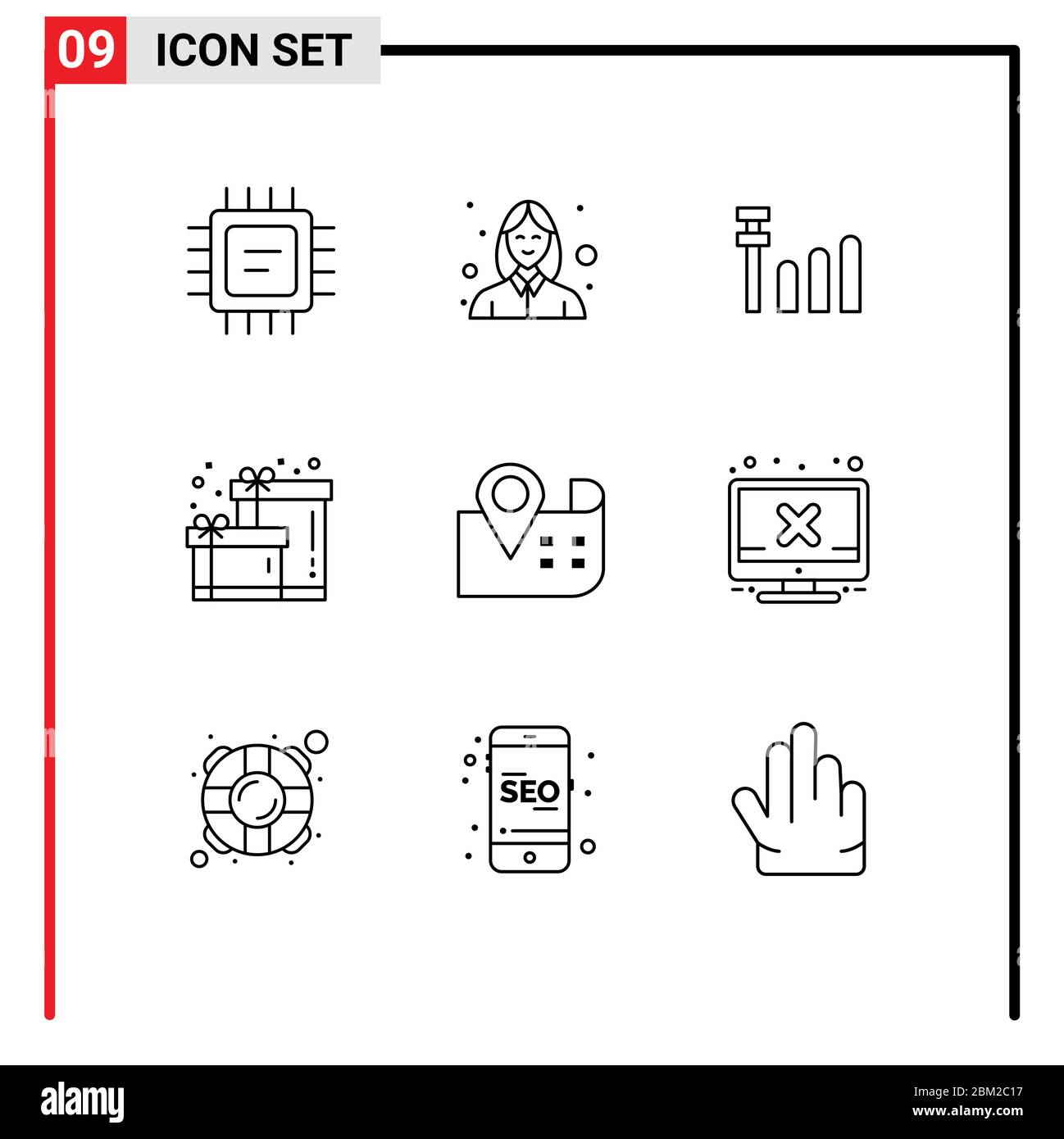 Set of 9 Modern UI Icons Symbols Signs for screen, computer, signal ...