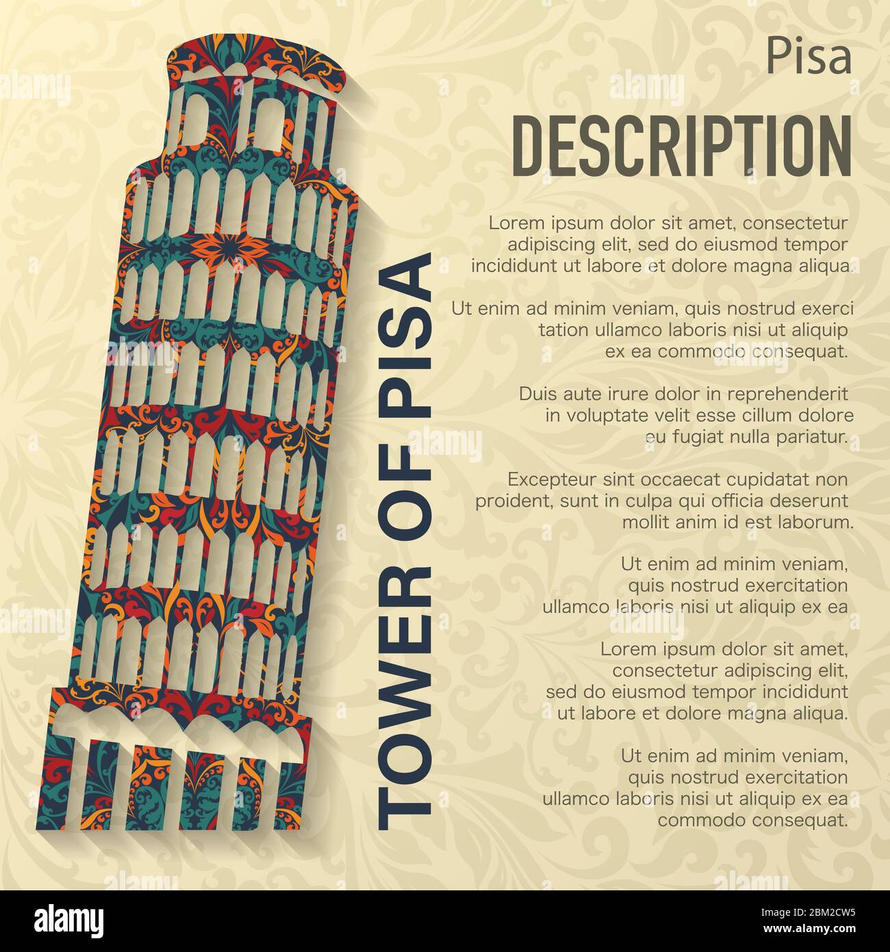 Tower of Pisa floral pattern background Stock Vector Image & Art - Alamy