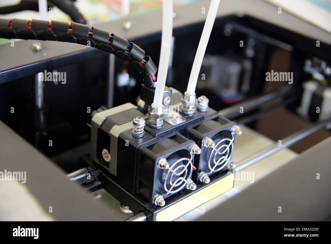 Photo of 3d printer, 3d print, theme of electronic innovation, close-up ...