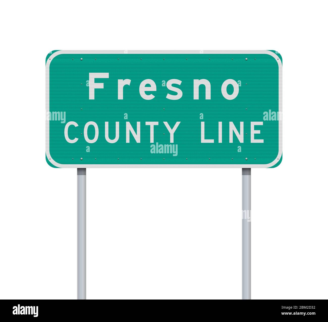 Vector illustration of the Fresno County Line road sign on metallic ...