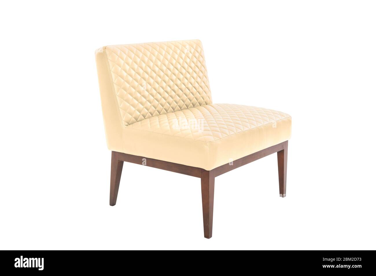 Leather and wood armchair Modern designer chair on white background ...