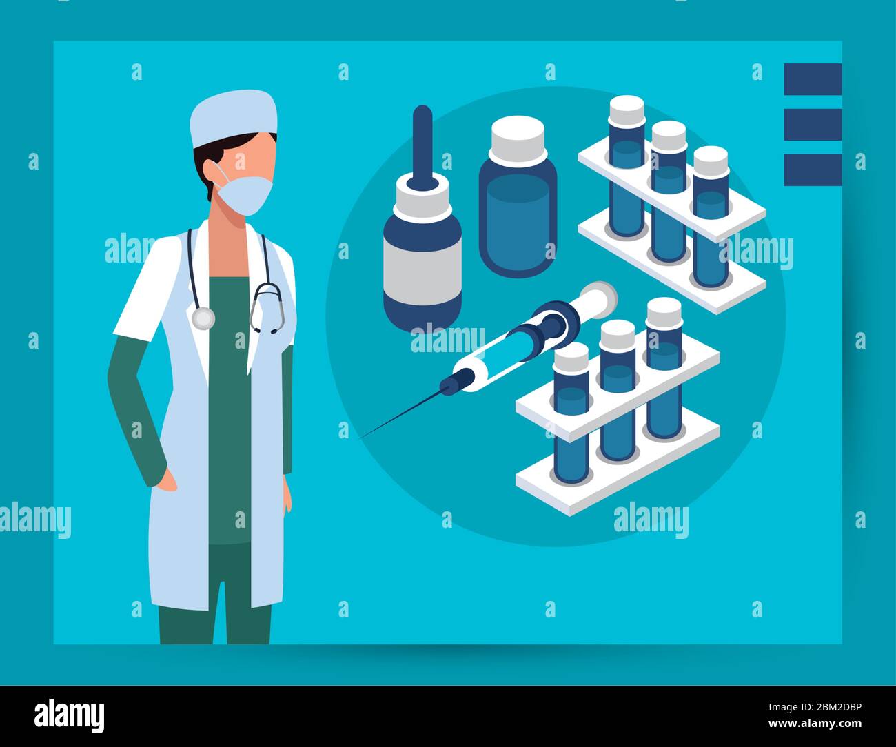 female doctor with laboratory equipment character Stock Vector Image ...