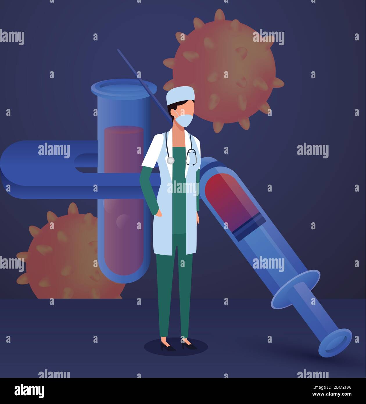 female doctor with laboratory equipment character Stock Vector Image ...