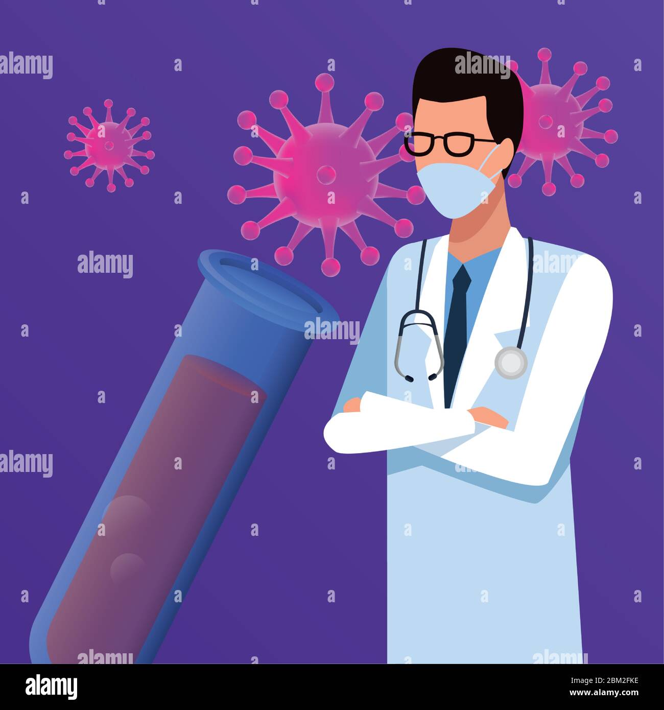 doctor with laboratory equipment character Stock Vector Image & Art - Alamy