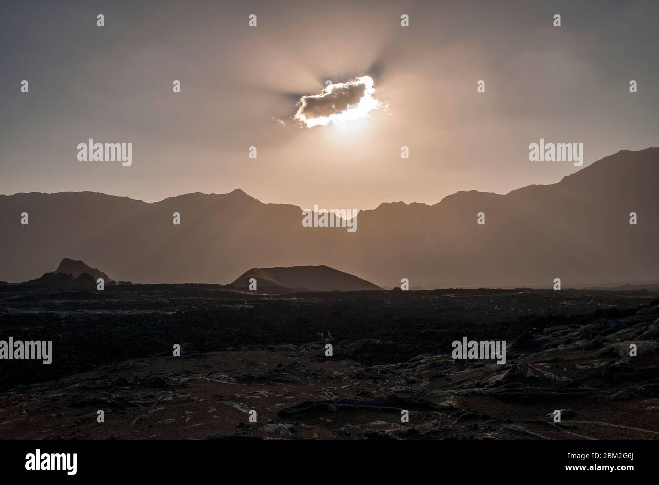 evening sun at volcano landscape Stock Photo - Alamy