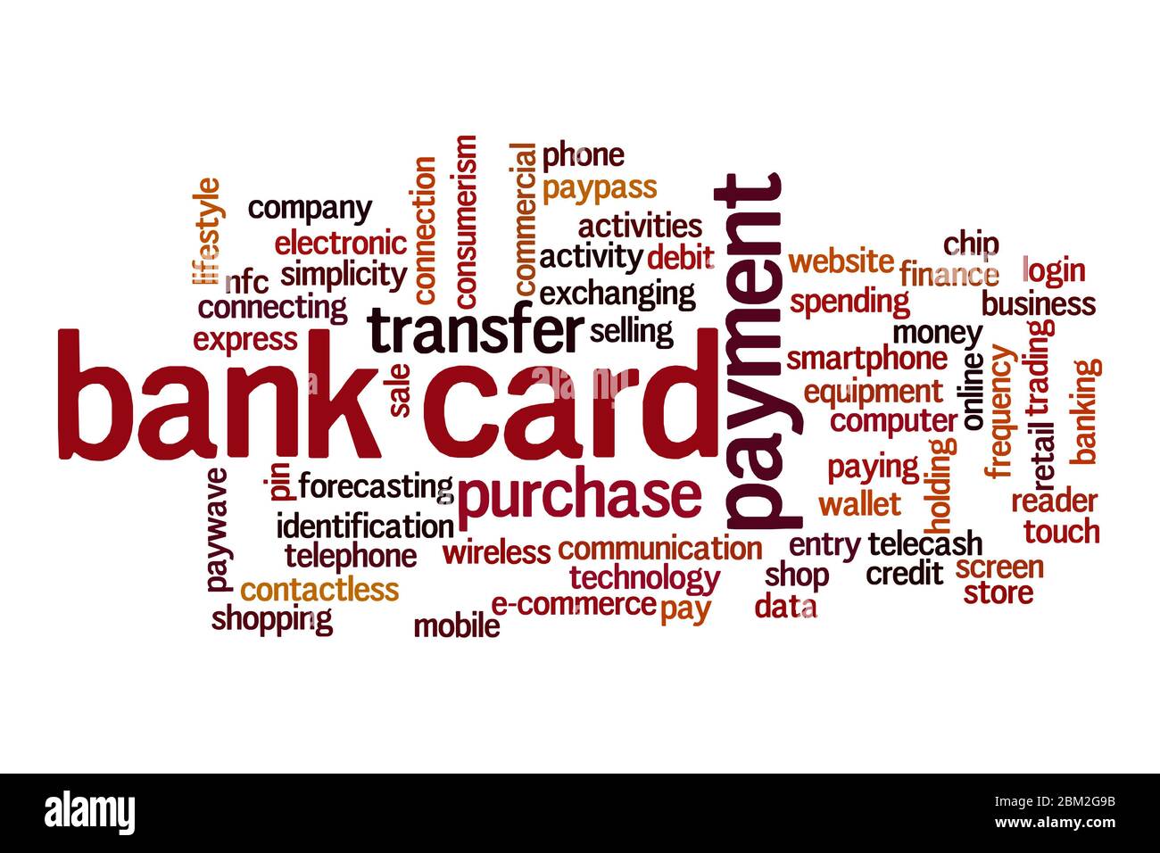 Bank card word cloud concept on white background Stock Photo - Alamy
