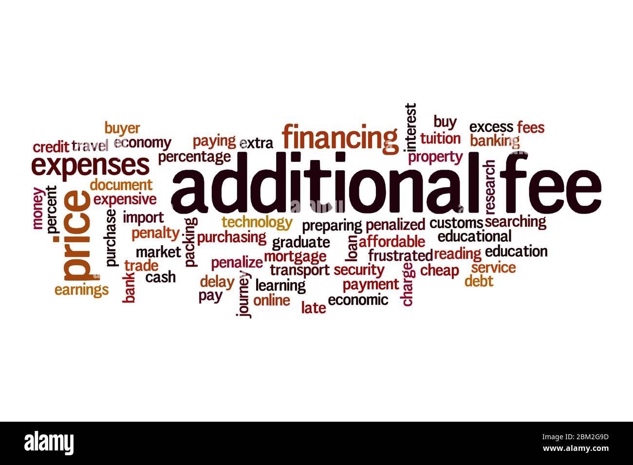 Additional fees word cloud concept on white background Stock Photo - Alamy
