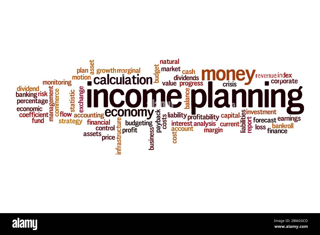 Income planning word cloud concept on white background Stock Photo - Alamy