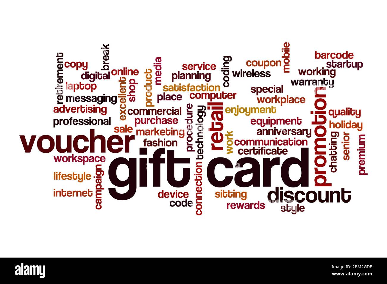 Gift card word cloud concept on white background Stock Photo - Alamy