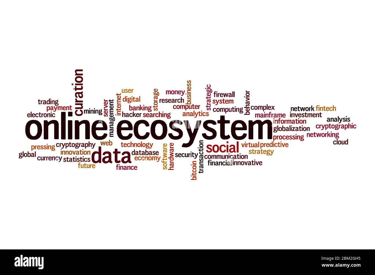 Online ecosystem word cloud concept on white background Stock Photo - Alamy